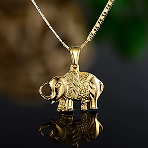 Barzel 18K Gold Plated Elephant Necklace with Flat Marina Chain – Made in Brazil (24.00)