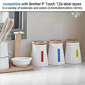 MarkDomain Label Maker Printer with 1pc JM-231 Label Tape, E1000 Label Machine and 4-Pack Compatible Label Tape Replacement for Brother TZe211 TZe-211 1/4"(6mm) x 26.2'(8m) Black on White