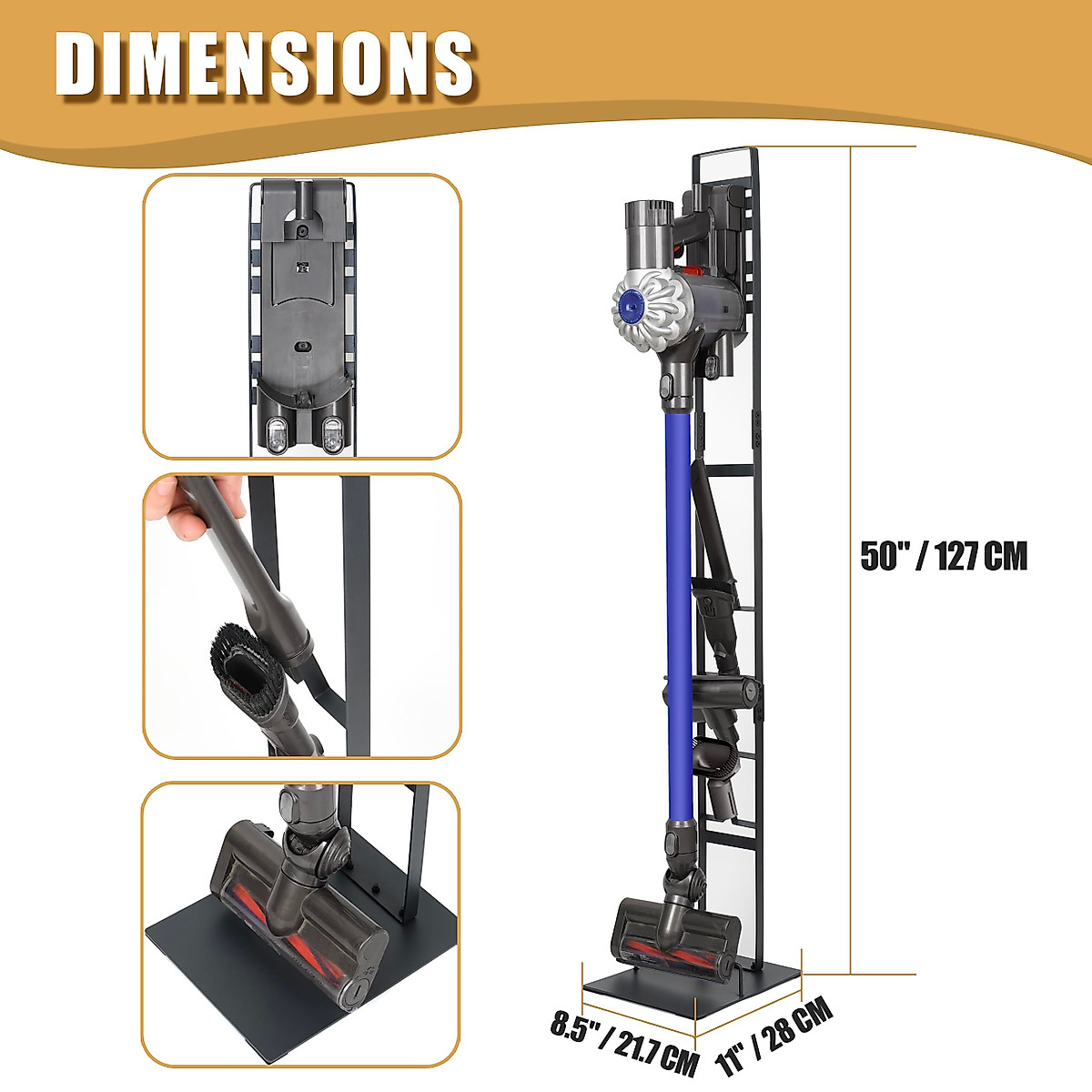 BRIGHTSHOW Vacuum Stand for Dyson V15 V11 V10 V8 V7 V6,Stable Metal Storage Bracket Holder for Handheld DC30 DC31 DC34 DC35 DC58 DC59 DC62 Cordless Vacuum Cleaners Accessories (Grey)