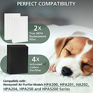 isinlive HPA200 HEPA Filter Replacement Compatible with Honeywell HPA200 HRF-ARVP200 Series Air Purifier HPA200, HPA201, HA202, HPA204, HPA250, HPA5200, 4 HEPA R and 8 Precut Carbon Pre-Filters A