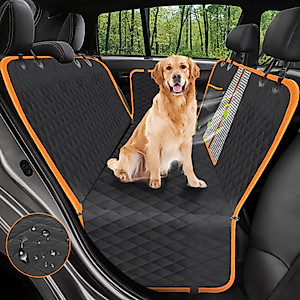 Victoper Dog Car Seat Cover, 600D Heavy Durable Dog Seat Cover for Back Seat, 100% Waterproof Scratch Proof Nonslip Dog Hammock for Car with Side Flap, Pet Back Seat Covers for Cars Sedan SUV Trucks