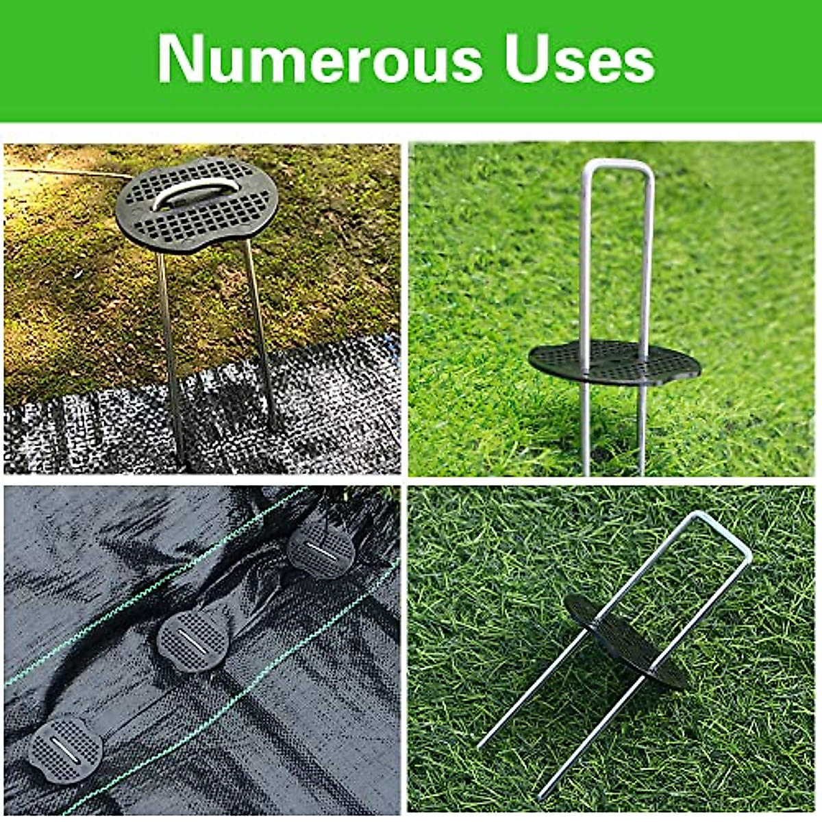 Bakulyor 50pcs Garden Staples Plastic Buffer Washer, Landscape Staple Stakes Gaskets, Yard Pins Gasket for Weed Barrier Fabric, They Keep The Barrier from Ripping & Create a Sturdier Hold - Black