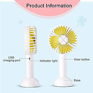 Rilitor Mini Handheld Fan Portable Hand held Fan with USB Rechargeable Battery 3 Speed Personal Desk Table Fan with Base Foldable Electric Fan for Kids Girls Woman Home Office Outdoor Travel