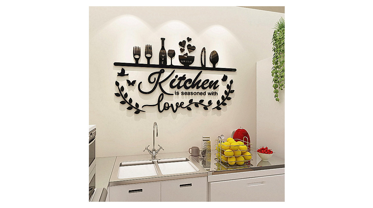 3D DIY Silver Kitchen Wall Decor - Bless This Home Art
