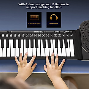 49 Keys Roll Up Piano Upgraded Portable Electronic Keyboard Hand Rolling Up Piano Plastic and Silicone Piano for Adult Flexible & Foldable