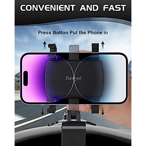 Bawyot Car Phone Holder for Dashboard 360 Degree Rotation Multifunctional One Hand Operation Clip Design Phone Mount Compatible with 4-7 inch Smartphones