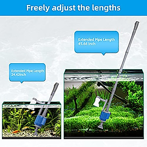 boxtech Upgraded Electric Aquarium Cleaner, 12V DC/28W Auto Fish Tank Gravel Cleaning kit 6 in 1 Change Water and Wash Sand Filter for Aquarium 10-200 Gallon