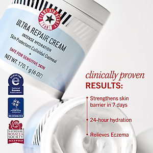 First Aid Beauty - Ultra Repair Cream, Intense Hydration Whipped Colloidal Oatmeal, Clinically Proven to Strengthen Skin Barrier in 7 Days & Helps Relieve Eczema, Luxury Face & Body Moisturizer, 8 oz
