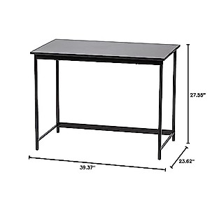 IRIS USA 39 Inch Modern Laptop and Computer Desk Office Table for Home Office, Water and Scratch Resistant Surface Gaming Desk, Easy to Assemble Black Desk