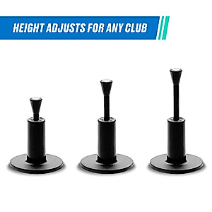 Fiberbuilt Golf Adjustable Golf Tee; Premium Driving Range Mat Golf Tees; Great for Hitting Balls into a Practice Net or Simulator - 2 Pack Black