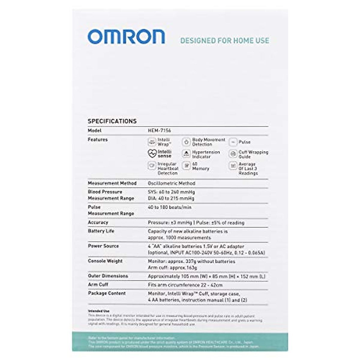 Omron HEM-7156 Digital Blood Pressure Monitor