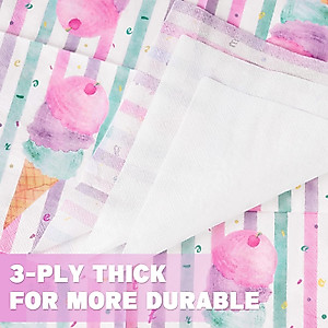 WERNNSAI Ice Cream Party Supplies - Disposable 3 Ply Pink Sweet Ice Cream Themed Birthday or Baby Shower Party Luncheon Dessert Napkins for Girls Pool Summer Celebration