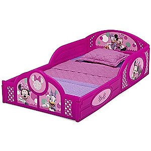 Delta Children Disney Minnie Mouse Plastic Sleep and Play Toddler Bed with Attached Guardrails