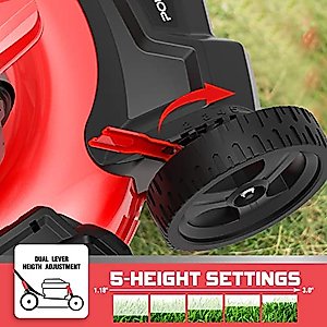 PowerSmart Gas Powered Push Lawn Mower 21 Inch 209 CC Engine, 3 in 1 Bag, Side Discharge, and Mulching Capabilities, DB2321PH Red