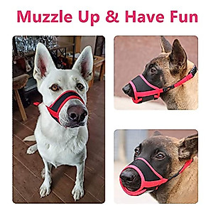 Dog Muzzle Anti Biting and Chewing, with Comfortable Mesh Soft Fabric and Adjustable Strap, Suitable for Small, Medium and Large Dogs