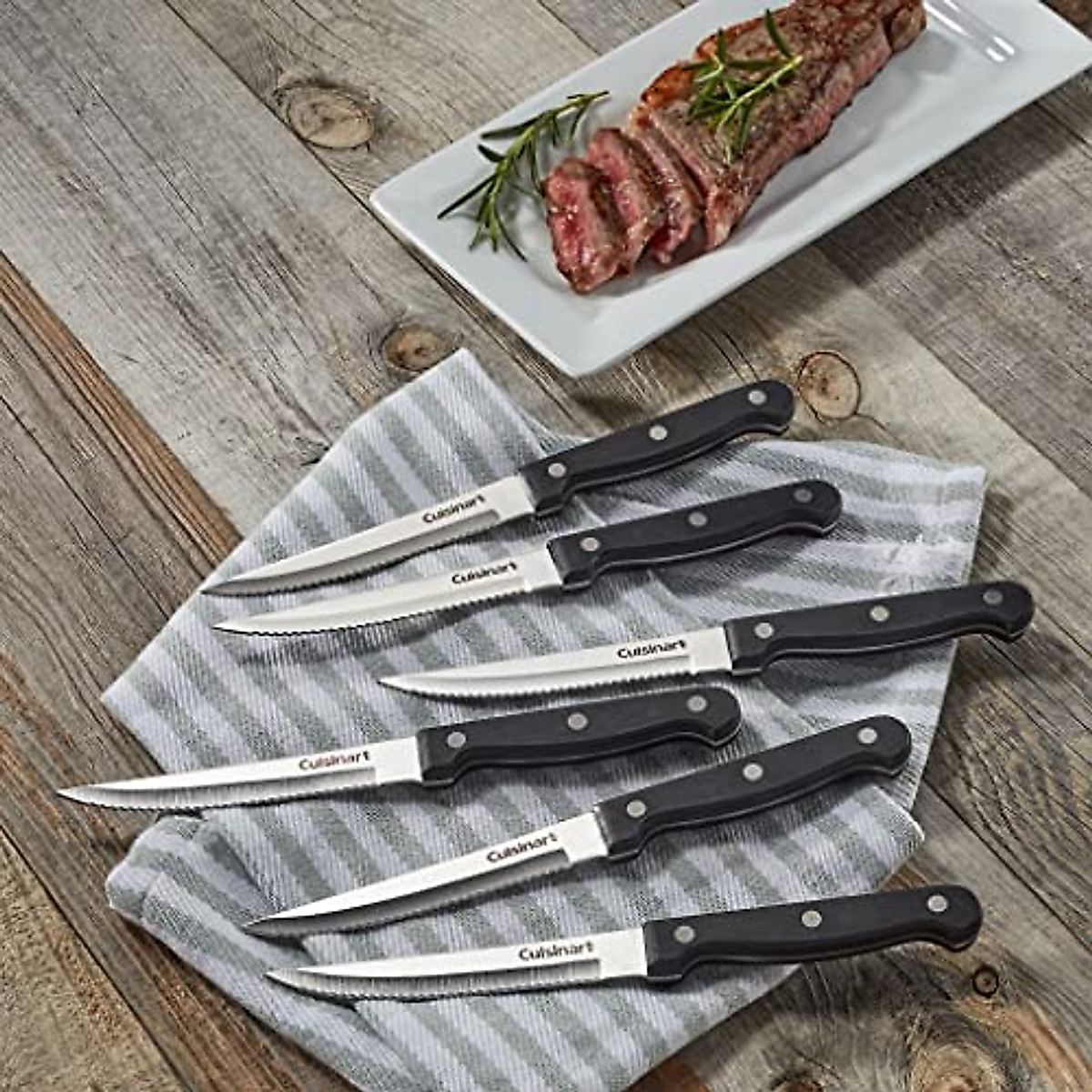 Cuisinart C77TR-6PSK Triple Rivet Collection 6-Piece Steak Knife Set, Black