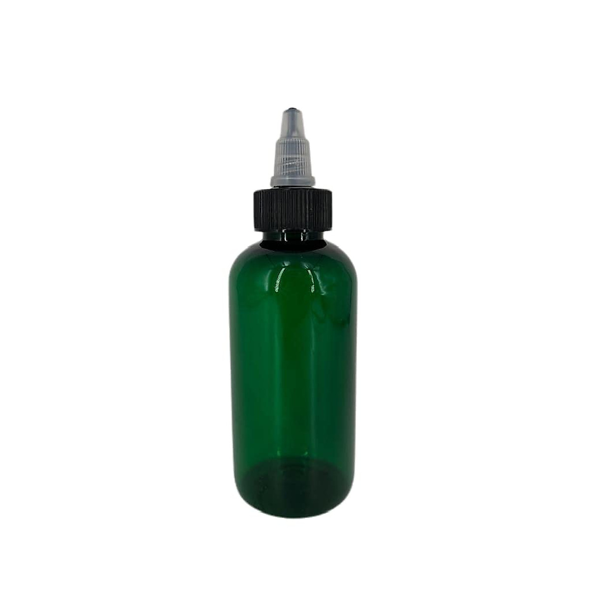 Natural Farms 4 oz Green Boston Plastic Bottles -12 Pack Empty Bottle Refillable - BPA Free - Essential Oils - Aromatherapy | Black/Natural Twist Top Cap - Made in the USA