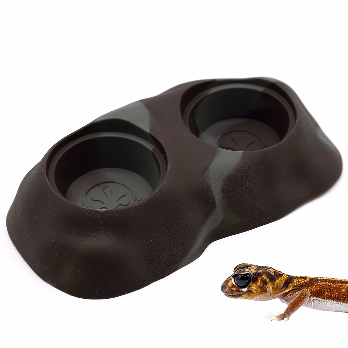 Pangea Ultimate Eco Dish, Crested Gecko Food and Water Bowl for Terrestrial Lizards, Durable Silicone Feeding Accessory for Reptile Terrariums 3.125in x 5.5in (Grey Marble)