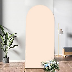 Spandex Fitted Arch Backdrop Cover Chiara Arch Cover Backdrop Fabric,2-Sided Wedding Arch Cover for Wedding Ceremony Birthday Party Baby Shower Banquet Decoration(Beige, 2.6 x 6 ft)