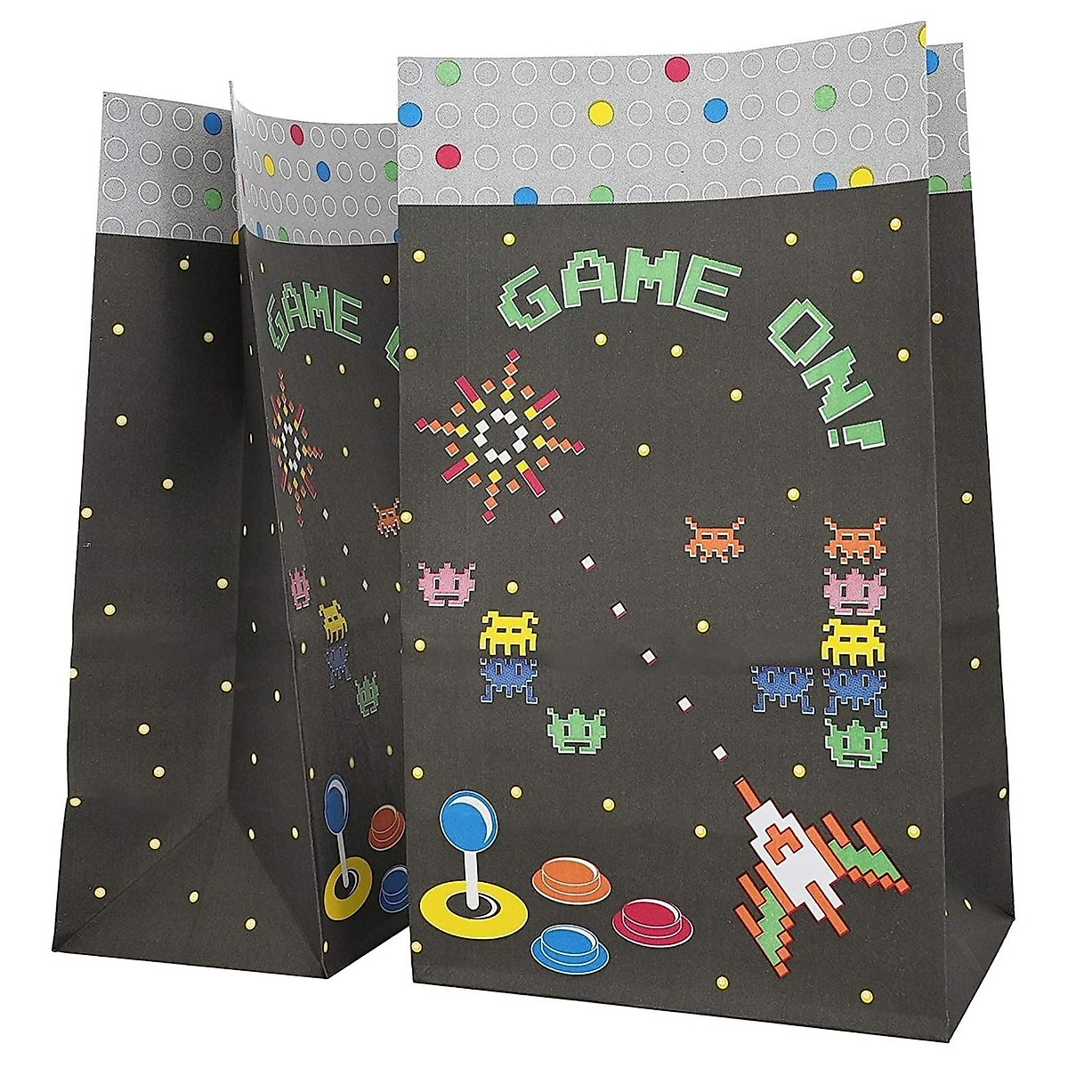 BLUE PANDA 36 Pack Video Game Goodie Bags for Gamer Party Favors, Treats, Retro Arcade Theme (5 x 9 x 3 In)