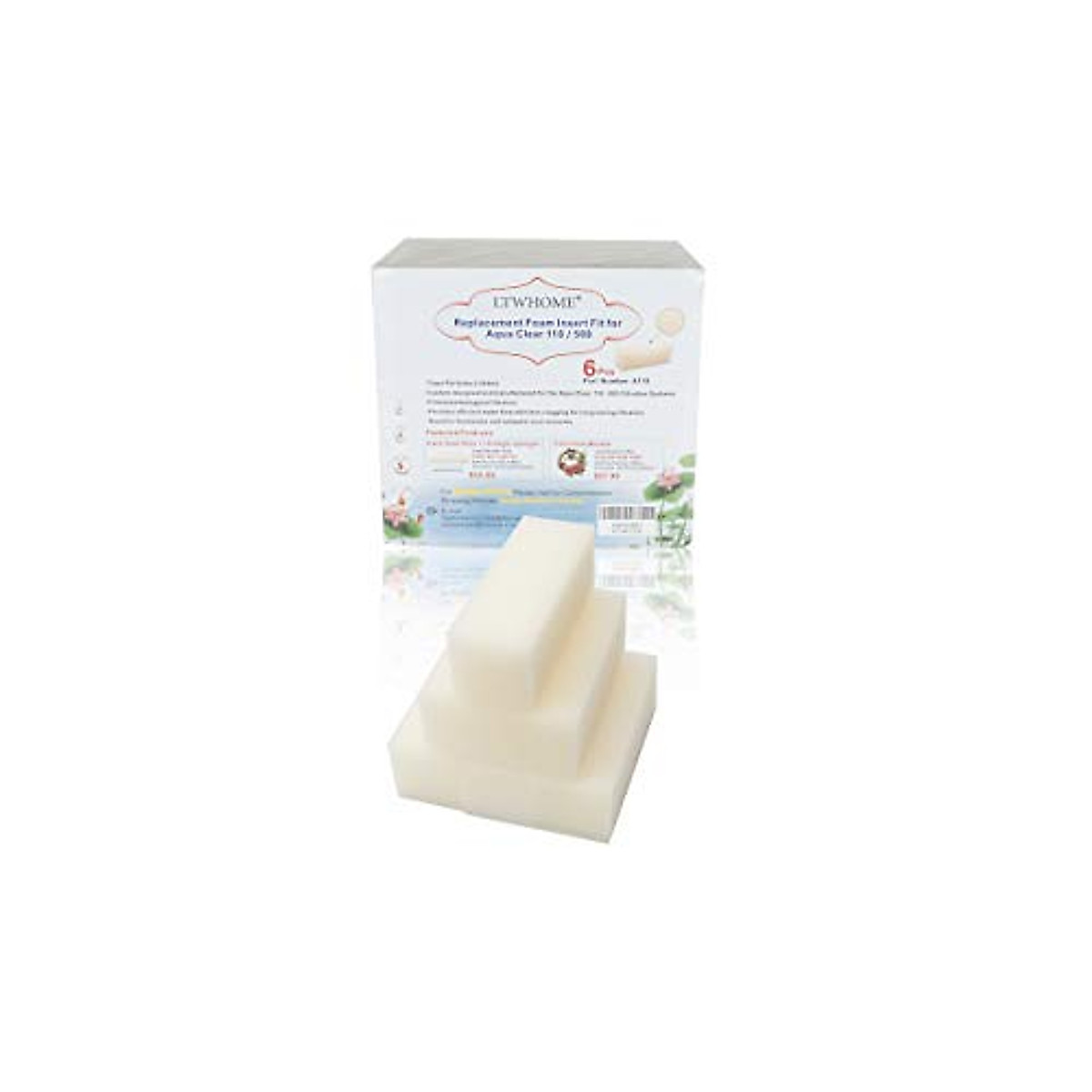 LTWHOME Foam Filter Pads Fit for Aqua Clear 110/500 AquaClear(Pack of 6)