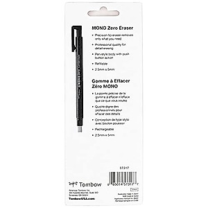Tombow 57317 MONO Zero Eraser Value Pack, Rectangle 2.5mm. Precision Tip Pen-Style Eraser with Refill