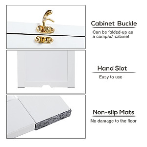 JAXSUNNY Modern Space-Saving Fold Out Compact Wall Mounted Desk Floating Wood Folding Desk Cabinet Writing Desk for Home Office with Multiple Storage Compartments Storage, Laptop Tabletop, White