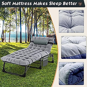 MOPHOTO Folding Lounge Chair 5-Position, Folding Cot, Portable Outdoor Folding Chaise Lounge Chair for Sun Tanning, Perfect for Pool Beach Patio Sunbathing