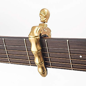 YUEKO Guitar Capo Skull Knob Design Universal 4 5 6 12 Strings Instrument Capos for Electric Classical Acoustic Guitar Bass Ukulele Mandolin Banjo and More(Bronze)