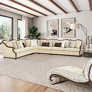 Michael Amini Chamberi Sectional Sofa - Toast/Warm Cognac
