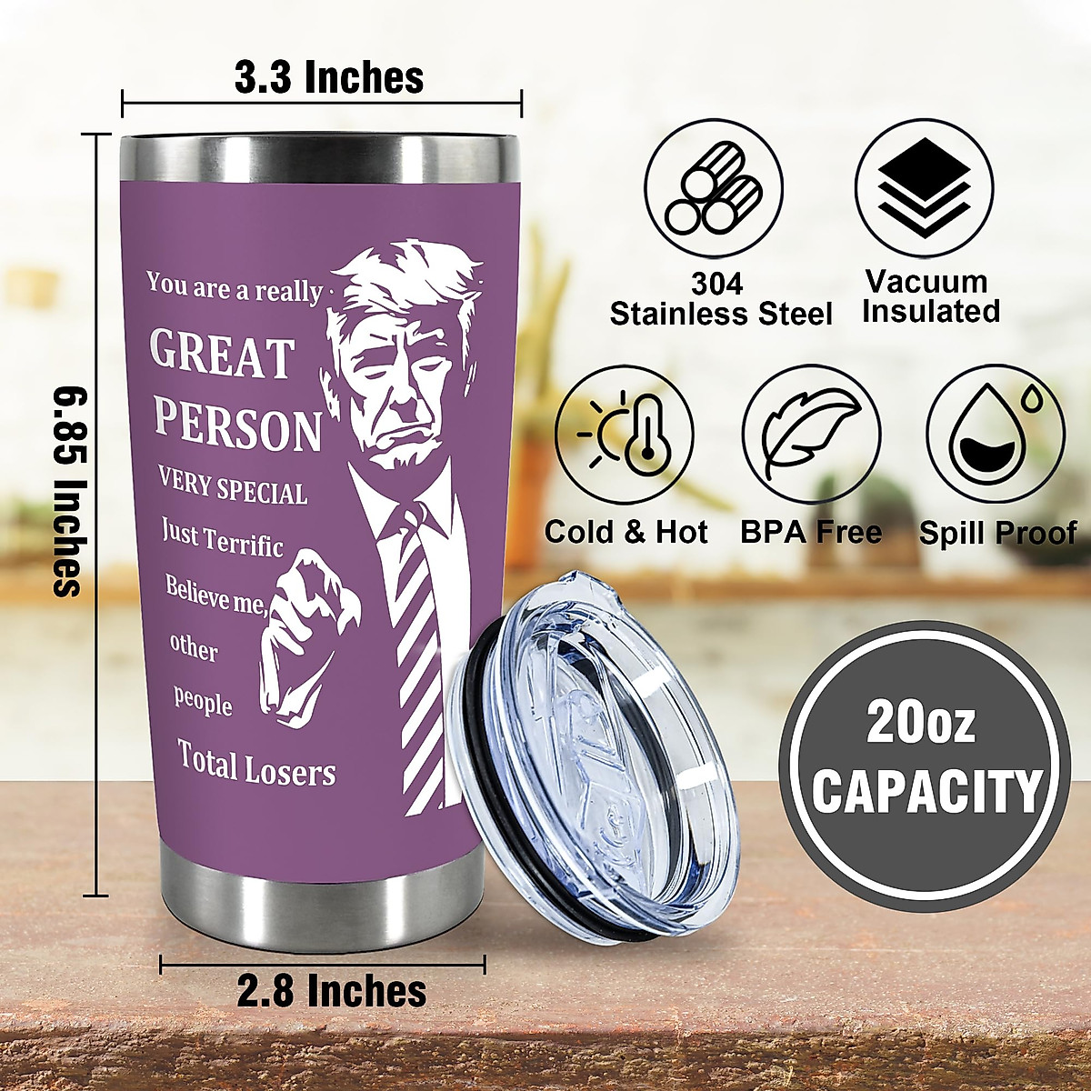 Birthday Gifts for Men Women, Thank You Appreciation Gifts, Sometimes You Forget You Are Awesome Gifts, Inspirational Birthday Gifts for Best Friends, Coworker, Boss, 20 Oz Tumbler, Purple