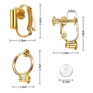 18 Pack Ear Cuff Converters, Maveek Fashion Earring Clip Backs with Post 3 Styles, Clip-on Earring Adapter Components for Non-Pierced Ears, 3 Color Gold & Silver & Rose, DIY Turn Studs into Clip on