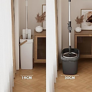 JEOPEM Flat Mop and Bucket with Wringer Set System, Mops for Hardwood Floor Cleaning with 4pcs Washable Microfiber Pads, Wet and Dry Use, Wood Floor Cleaner, Large Mop Head Length 38CM