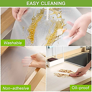 Multifunctional Shelve Liner Easy Cleaning Non-Slip Oil-Proof Cabinet Fridge Liner and Mat for Bar Kitchen Table x 2 Rolls (Stripe+Polka Dot)