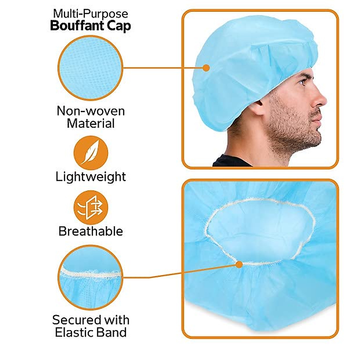 Old South Trading Disposable Bouffant Cap - Hair Net - Hair Nets for Food Service - Surgical Caps for Women and Men - 24 in - 50 Pack