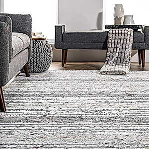 nuLOOM Regency Flatwoven Mottled Stripes with Tassels Runner Rug, 2' x 6', Grey