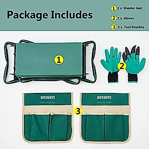 MBQMBSS Garden Kneeler and Seat, Heavy Duty Garden Kneeler Seat, Portable Gardening Tools, Foldable EVA Garden Helper Seat with 2 Tool Pockets, Premium Gardening Gift for Arthritis Gardeners