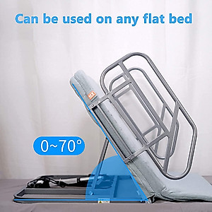 WLL-DP Portable Electric Bed Backrest, Adjustable Sit-Up Back Rest with Guardrail, Fits Standard Hospital Bed, Family Nursing Home Rehabilitation Center Nursing,Blue