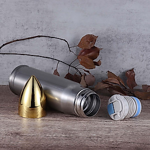 Goetland 304 Stainless Steel 16 oz Bullet Water Bottle Bullet Tumbler Vacuum Insulated Cup Travel Mug Flasks No Logo Silver