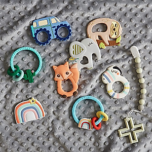 C.R. Gibson BTEE-24550 Colorful Rainbow Ring 100% Food Grade Silicone Teether for Babies, 3.15" W x 3.25" L, Multicolor