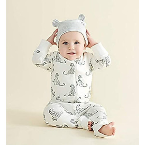 Owlivia Organic Cotton Baby Boy Girl Zip Up Sleep N Play, Footless, Long Sleeve(12-18 Months, Leopard)