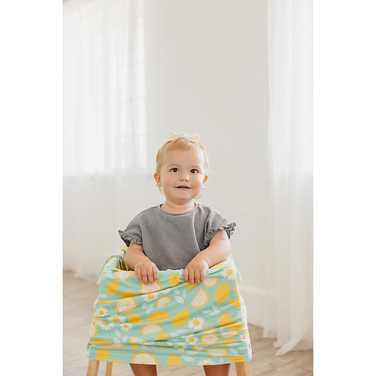 Copper Pearl Multi-Use Cover: Car Seat Covers, Nursing Cover, and Stroller Cover for Sun - Stretchy Fabric, All-Season Use, Stylish Designs, Easy Access for Moms - Lemon