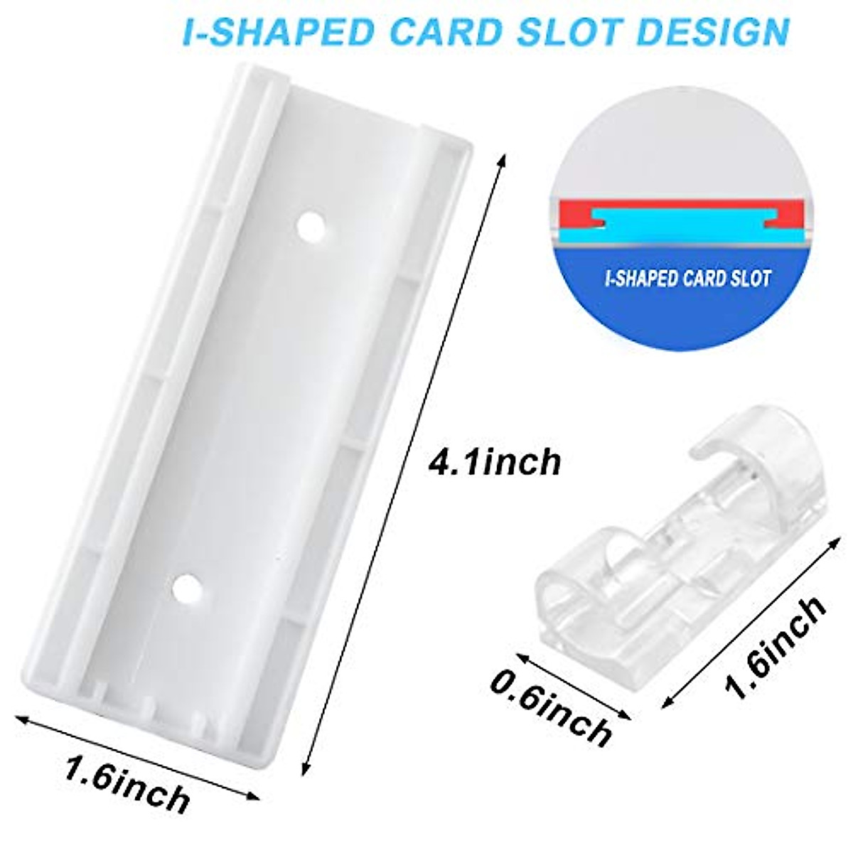 ACKLLR 4 Pack Self Adhesive Power Strip Holder Fixator Wall Mount Plug-in Socket Fixer Bracket Stand with 16 Pcs Cable Organizer Clips Clear for Remote Control Router Desk Computer Kitchen Home Office