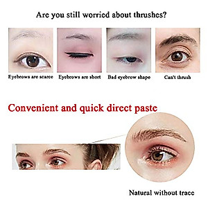 6 Sheets Eyebrow Tattoo Stickers 6D Realistic Stick-On Eyebrow Stencil Shape Waterproof Transfer Eyebrow Decal Quick Makeup Tool (Black)