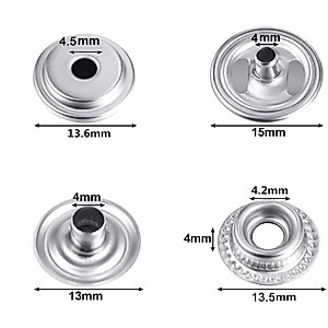 240 Pieces Stainless Steel Snap Fastener, BetterJonny 15mm Heavy Duty Snap Button Press Stud Cap for Marine Boat Canvas Bag Leather DIY Craft