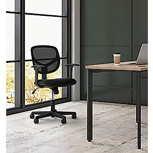 HON BSXVST102 Sadie Swivel Mid Back Mesh Task Arms-Ergonomic Computer/Office Chair (HVST102), Black