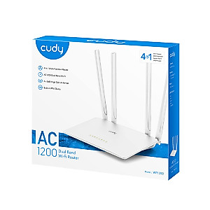 Cudy AC1200 Smart WiFi Router, WiFi Extender, Wireless Access Point, WISP, 5GHz Dual Band Wireless Internet Router, 10/100Mbps LAN, 5 dBi Antennas, VPN, Guest WiFi, AP Mode, WR1200