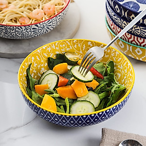 KitchenTour 35oz Pasta Bowls Soup Bowls, Serving Bowl Dinner Bowls for Salad, Fruit, Dishwasher and Microwave Safe - Set of 4, Vintage Color