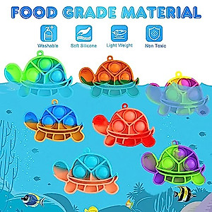 Pop Fidget Toys Its Party Favors for Kids 4-8 8-12, 20 PCS Turtle Toys Mini Pop Keychain It Toddler Fidget Toy Bulk Fidgets for Classroom Prizes Birthday Goodie Bag Stuffers Autism Sensory Toys Packs