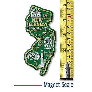 New Jersey Giant State Magnet by Classic Magnets, 2.2" x 4.8", Collectible Souvenirs Made in The USA
